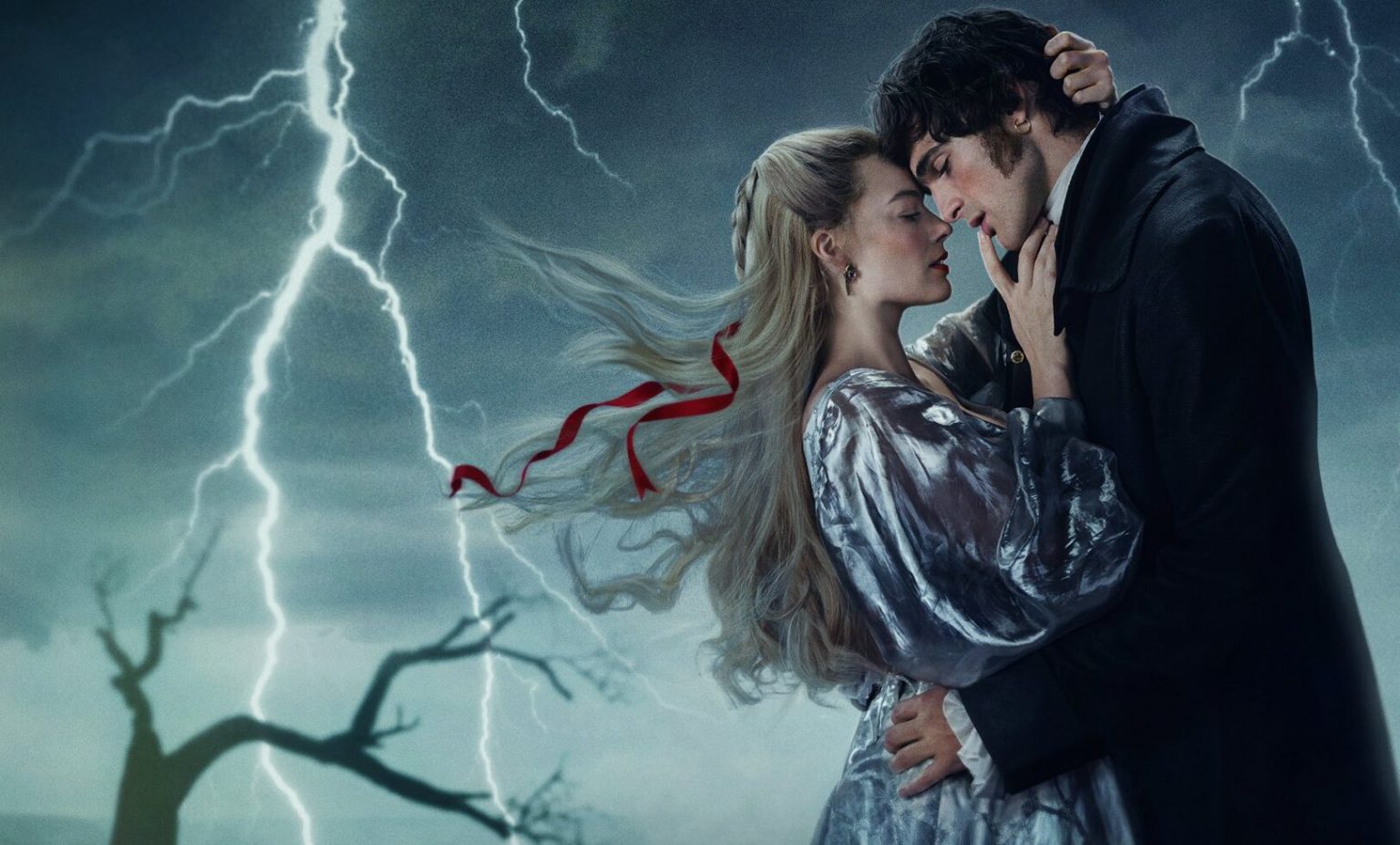 Margot Robbie and Jacob Elordi embrace in a hug on 'Wuthering Heights ...
